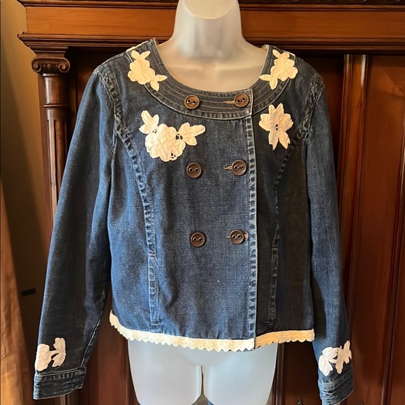 Jackets & Coats | Custom Handmade Denim Jacket With Floral And ...